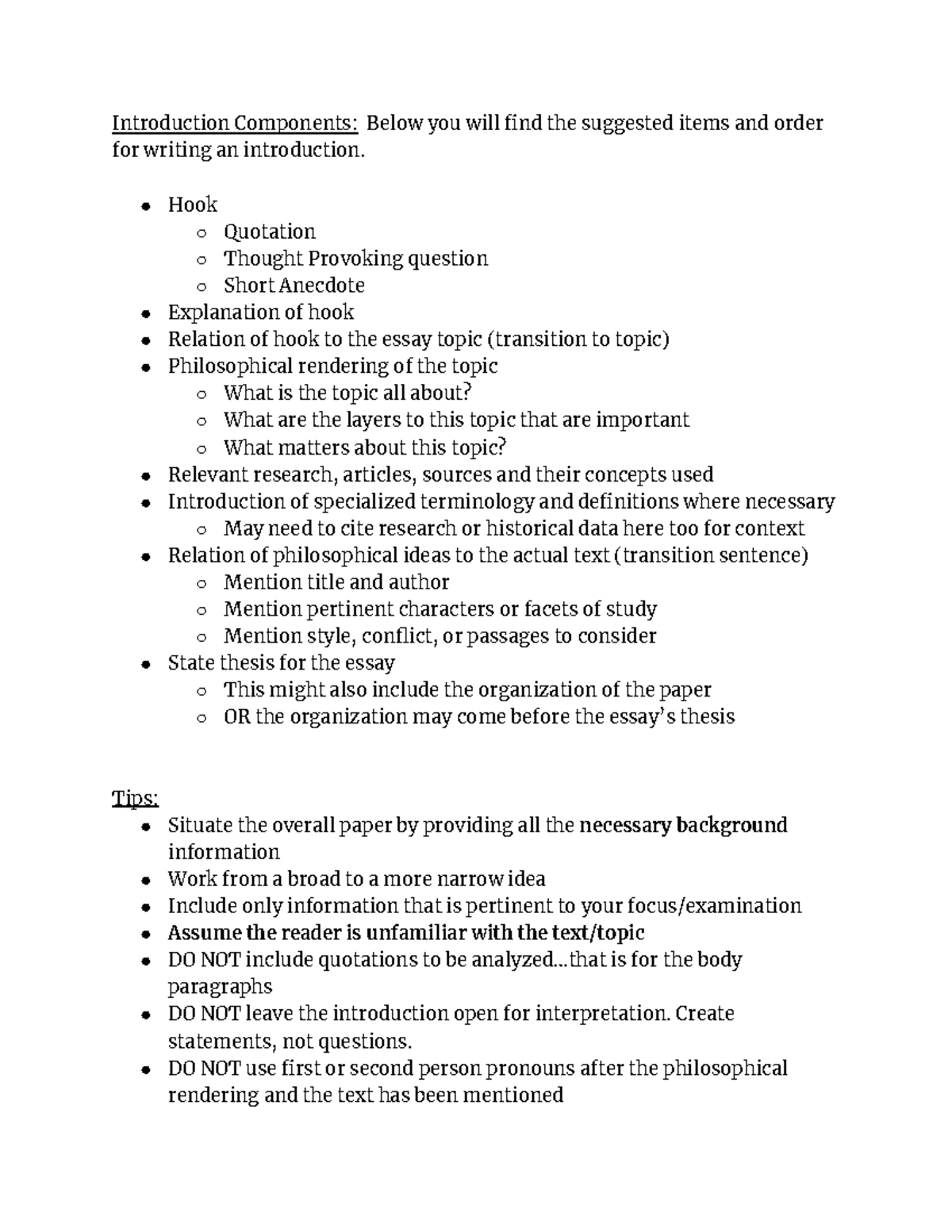 Introduction Components for Essay Writing: Key Elements and Structure ...