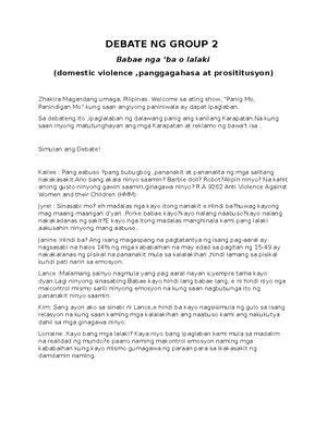 Debate para sa ikalawang quarter - DEBATE : FILIPINO “Sino ang mas ...