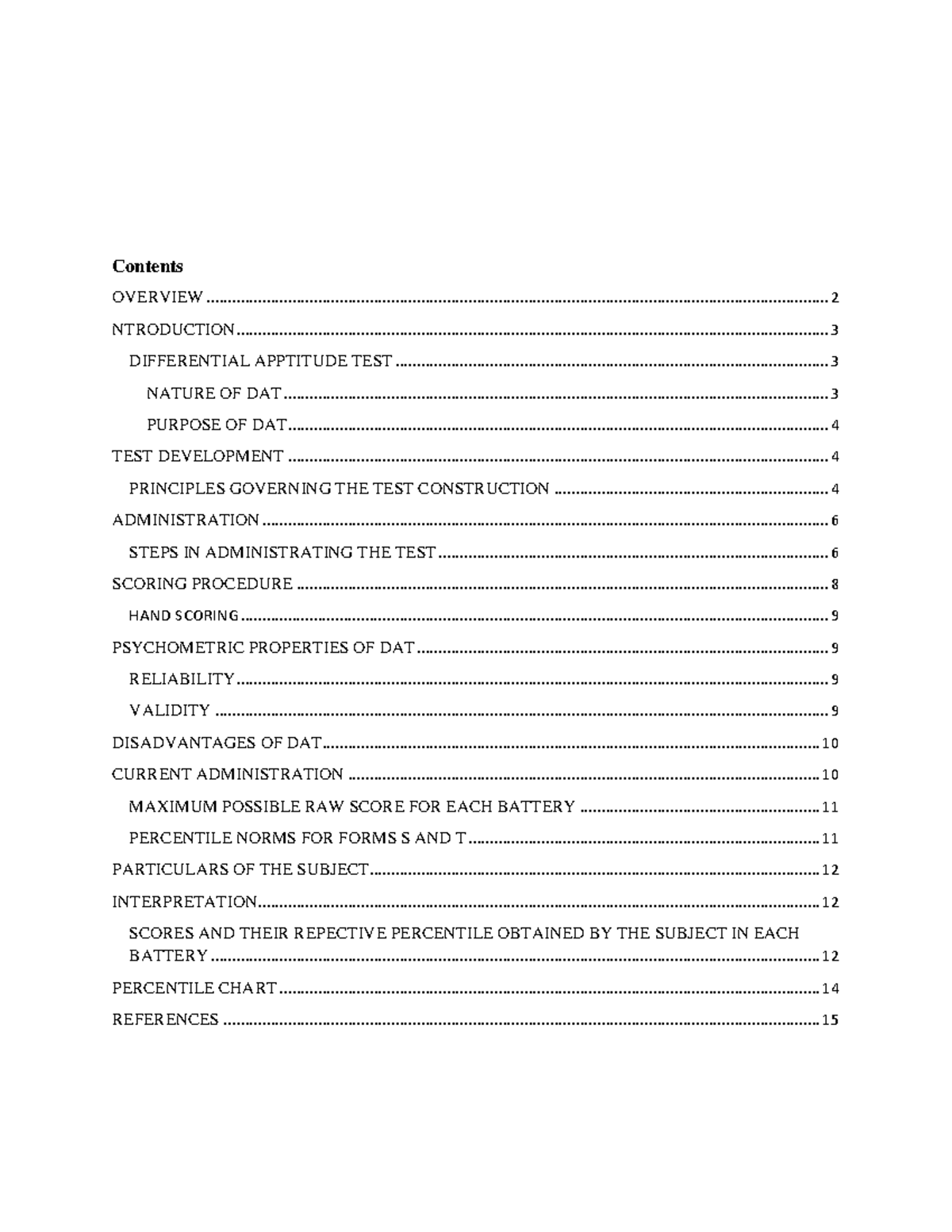 Differential Aptitude Test (DAT) Report: Administration & Scoring ...