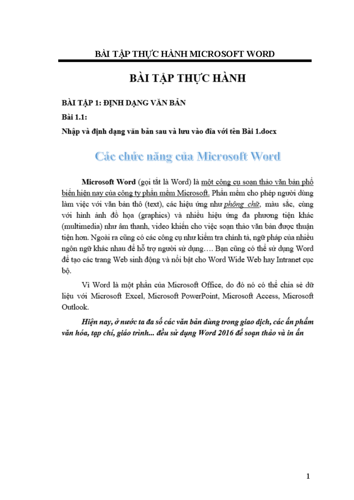 BÀI TẬP THỰC HÀNH MICROSOFT WORD 1: Định Dạng Văn Bản và Thơ - Studocu
