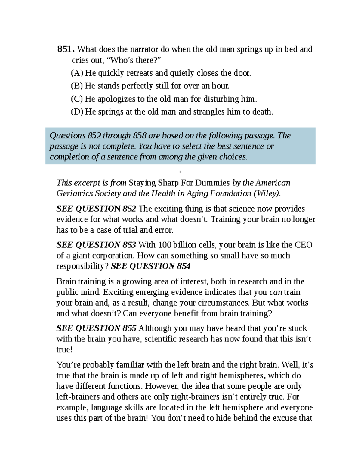 GED RLA Grammar 1 - Practice Questions and Answers - Studocu