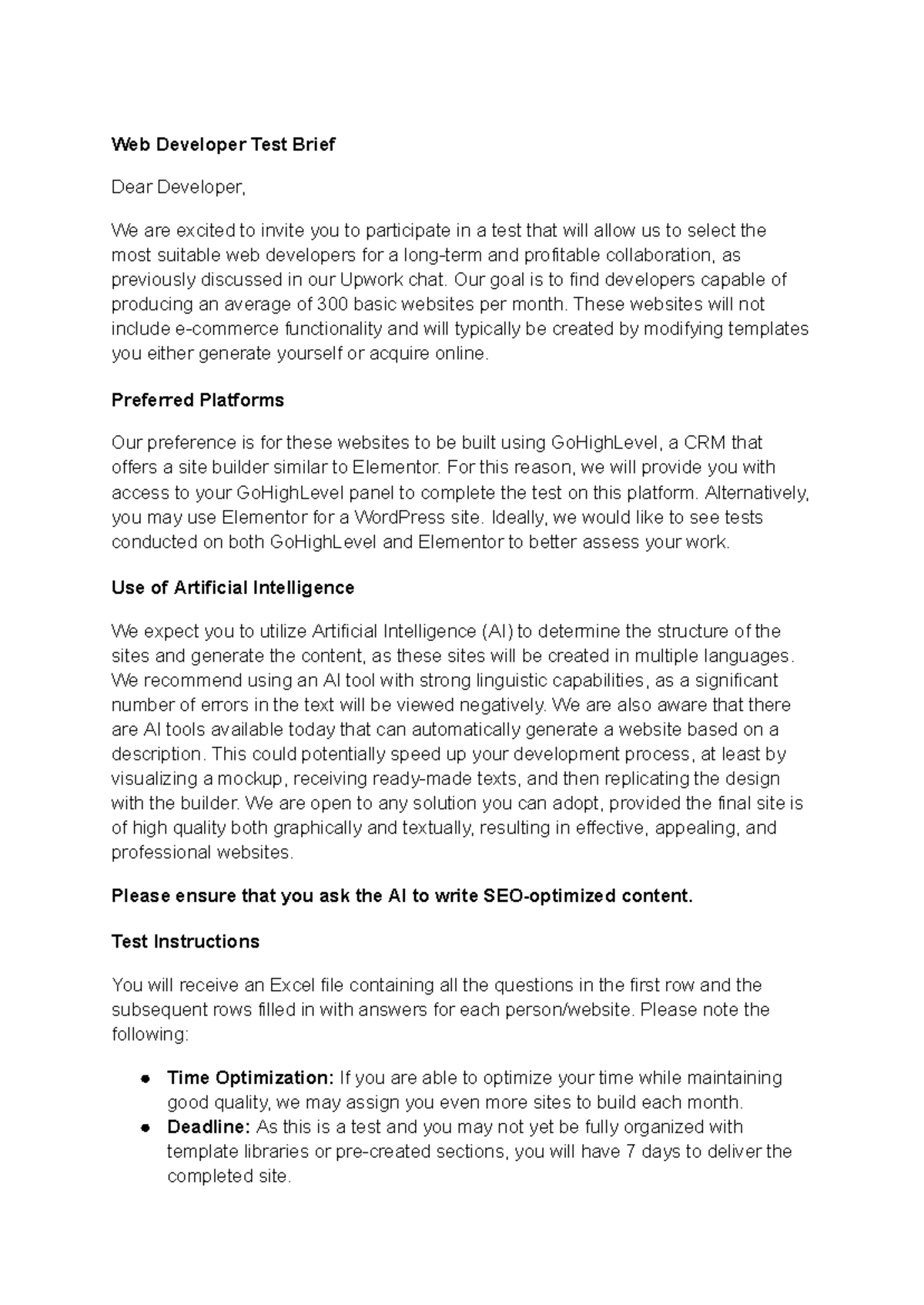 Web Developer Test Brief - Our goal is to find developers capable of ...