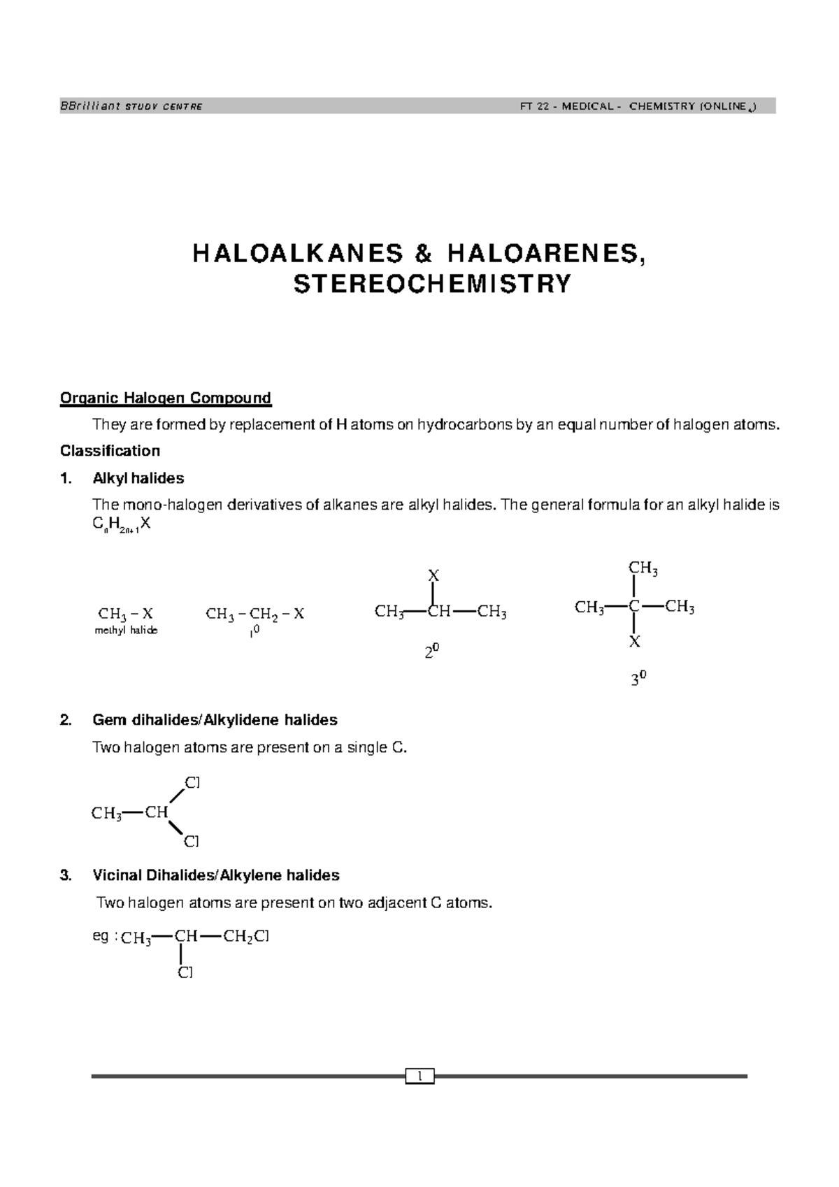Halo - Organic Halogen Compounds Notes (CHEM101) - Studocu