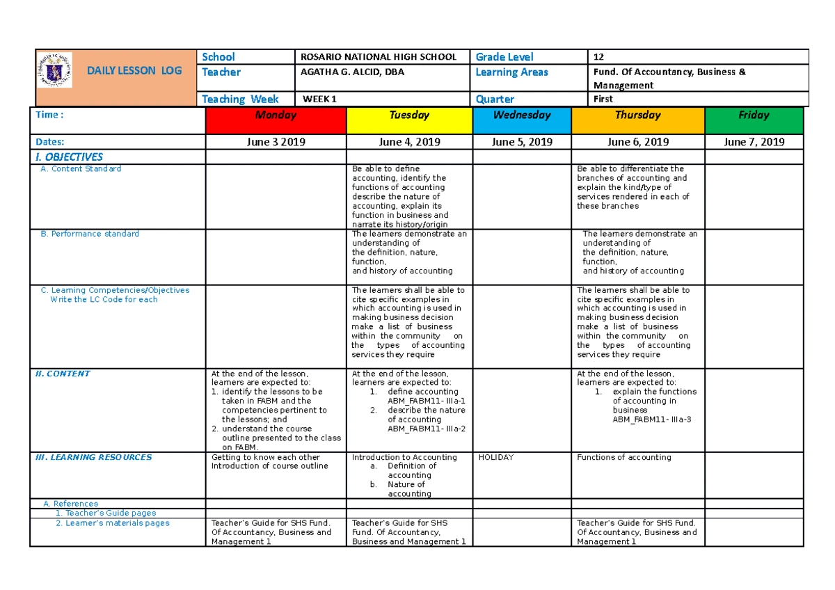 ABM G12 Work Immersion Plan SY 2023: Competencies & Activities - Studocu