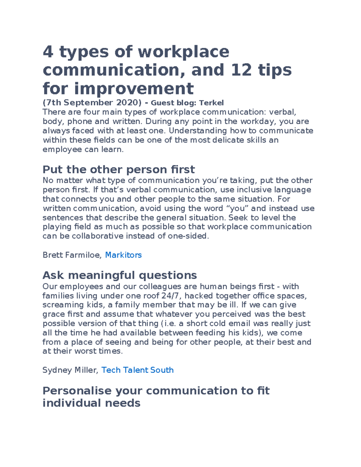 4 types of workplace communication - During any point in the workday ...