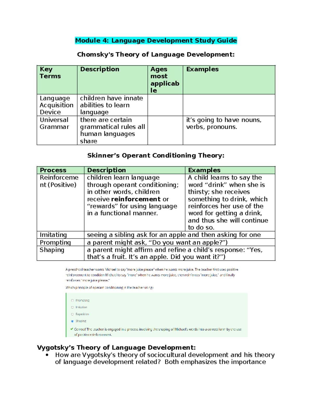 D307 Module 4: Language Development Study Guide & Key Theories - Studocu