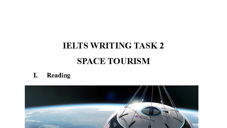IELTS Writing Task 2: Space Tourism Debate and Implications - Studocu