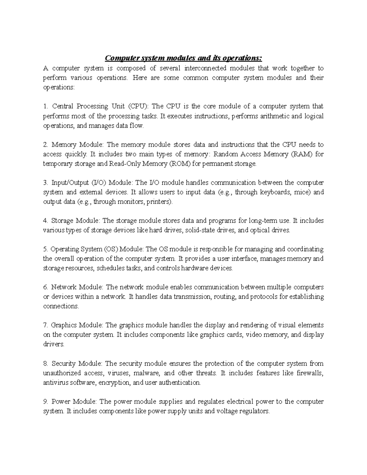 PCAT UNIT 1 Notes - Overview of Computer System Modules and Hardware ...