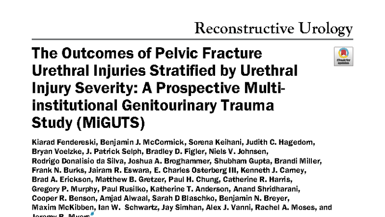 UROLOGY 170: Outcomes of Pelvic Fracture Urethral Injuries by Severity ...