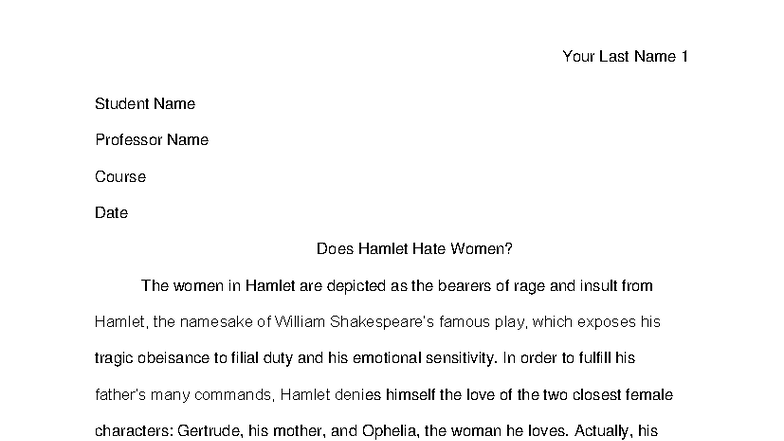 Hamlet's Complex Relationship with Women: A Critical Analysis (SS101 ...