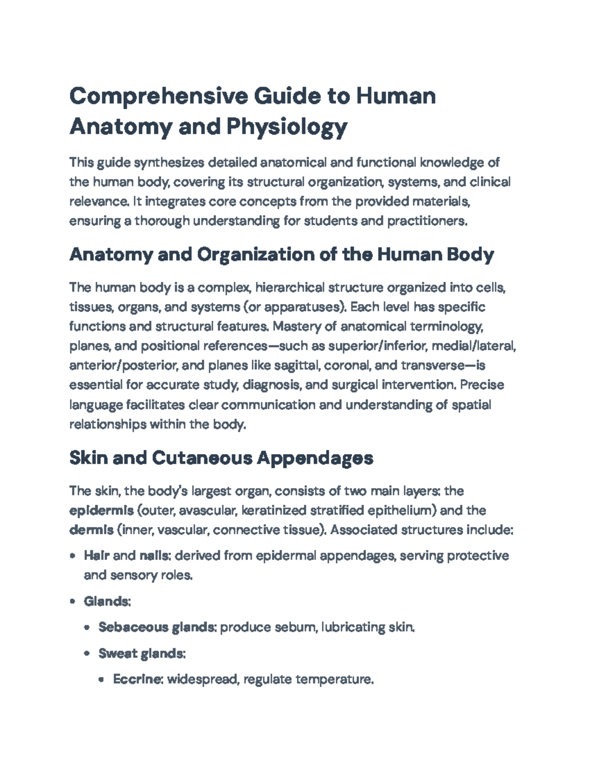 Comprehensive Study Notes for Human Anatomy & Physiology (ANAT 101 ...