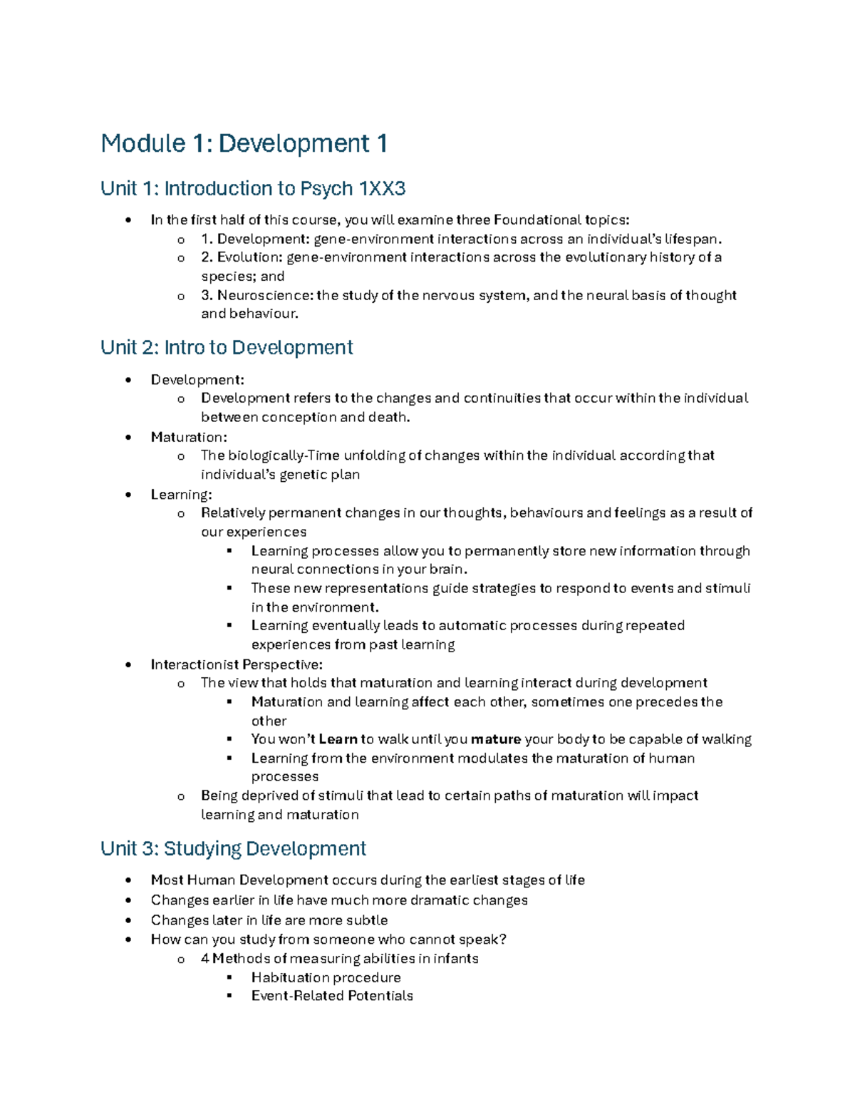 Psych 1XX3 Development Module: Key Concepts and Research Methods - Studocu