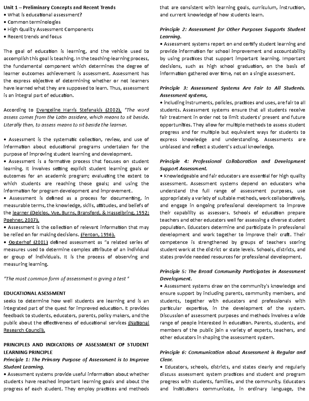 UNIT-1: Educational Assessment - Concepts and Trends Analysis - Studocu