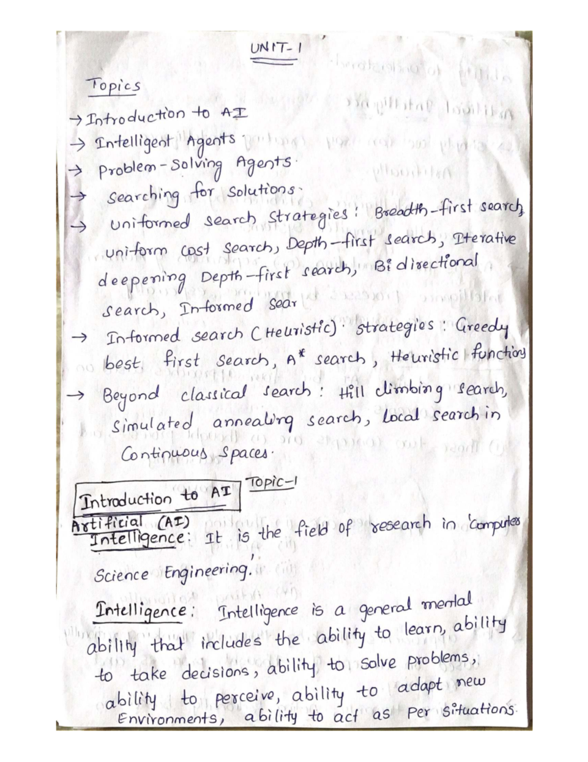 AI UNIT-1: Notes on AI Concepts - R22 Syllabus - Studocu