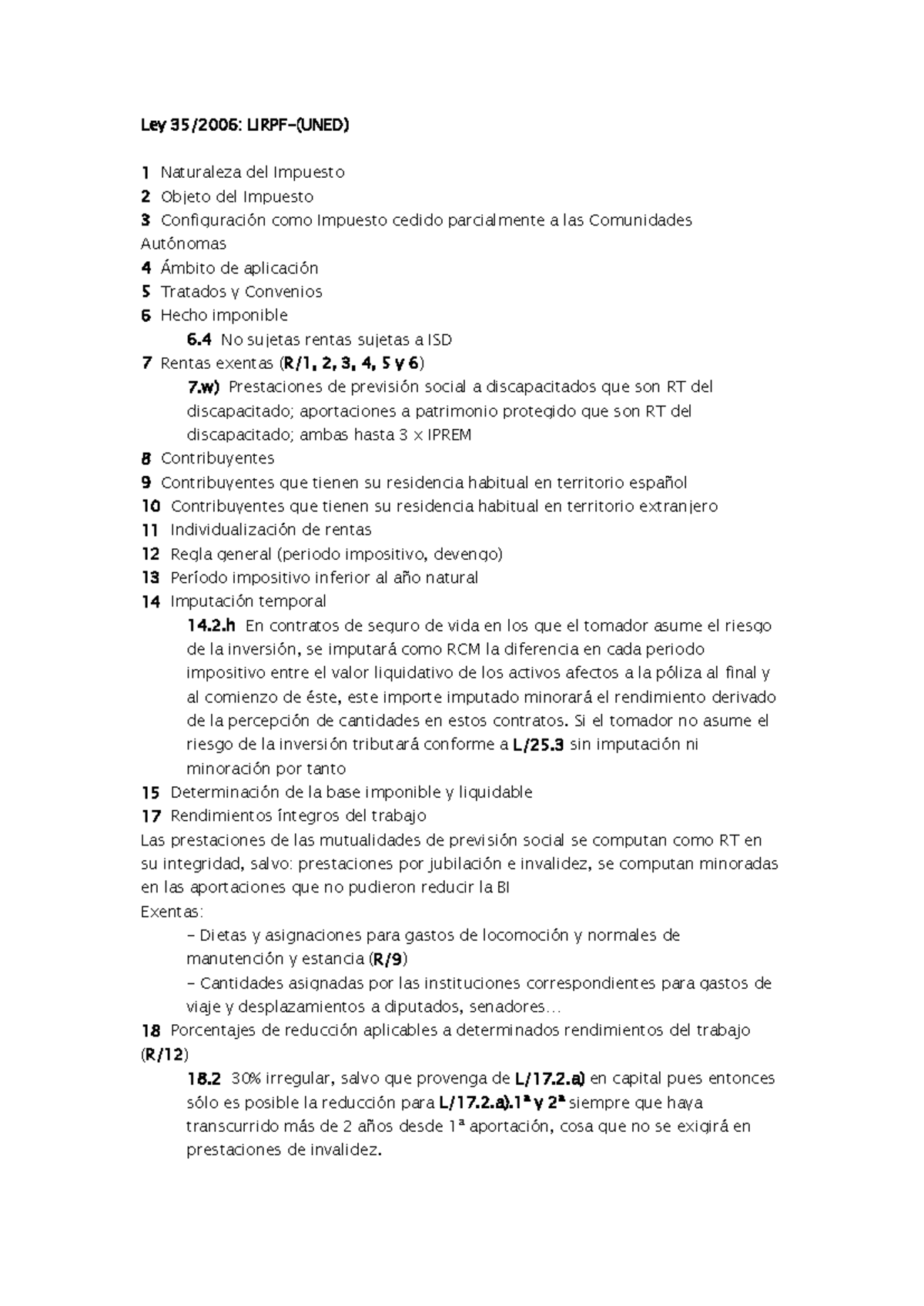 Resumen Ley IRPF - Impuestos sobre la Renta en España (LIRPF-UNED ...