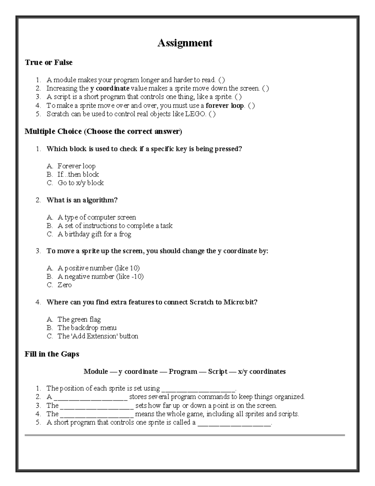 Lesson 1 Assignment Ka B 8Z: True/False & MCQ Questions - Studocu
