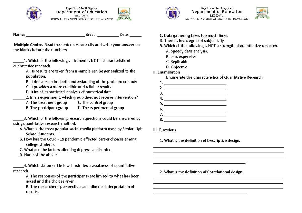 Practical Research 2 - Summative Assessment Test Insights & Analysis ...