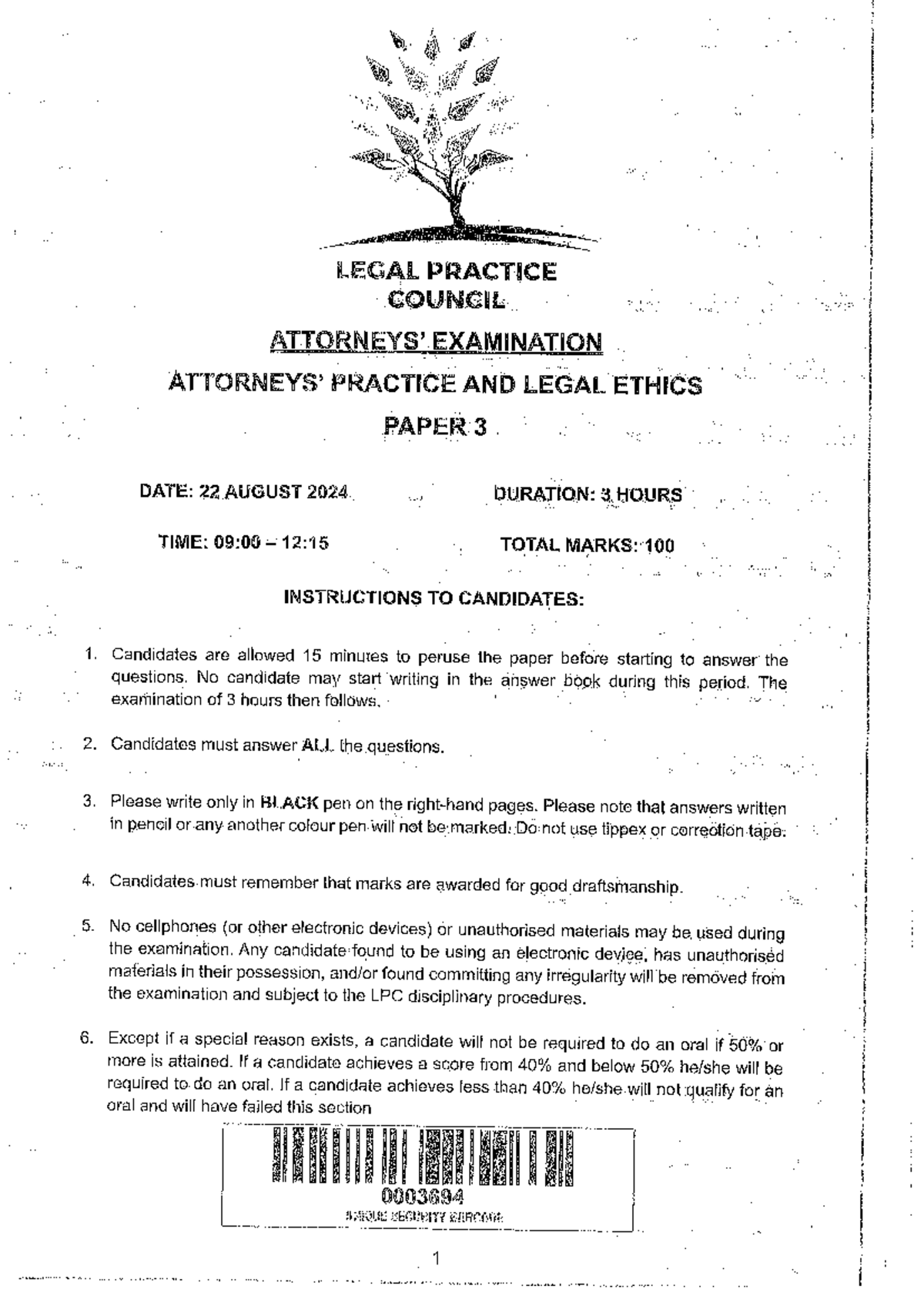 LPC Paper 3: Legal Practice Council Exam - Ethics & Practice Questions ...