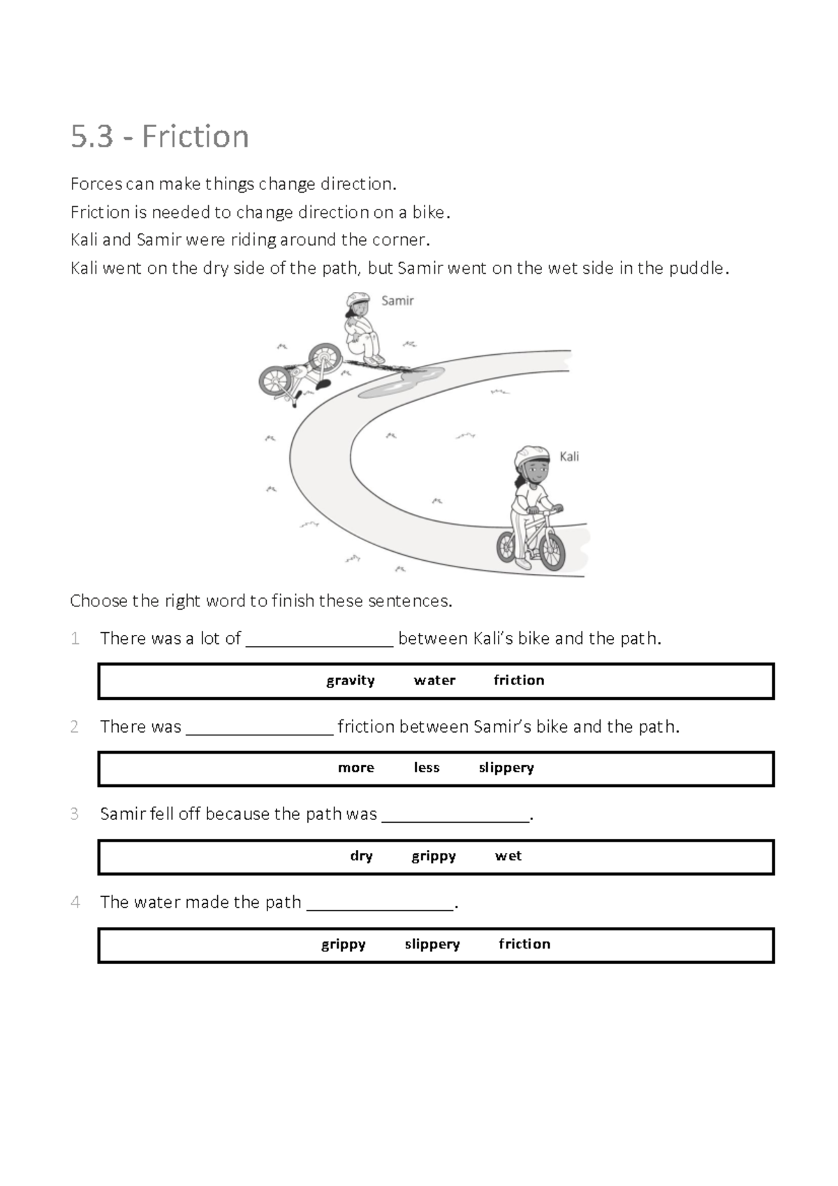 Friction Activity - Science - 5 - Friction Forces can make things ...