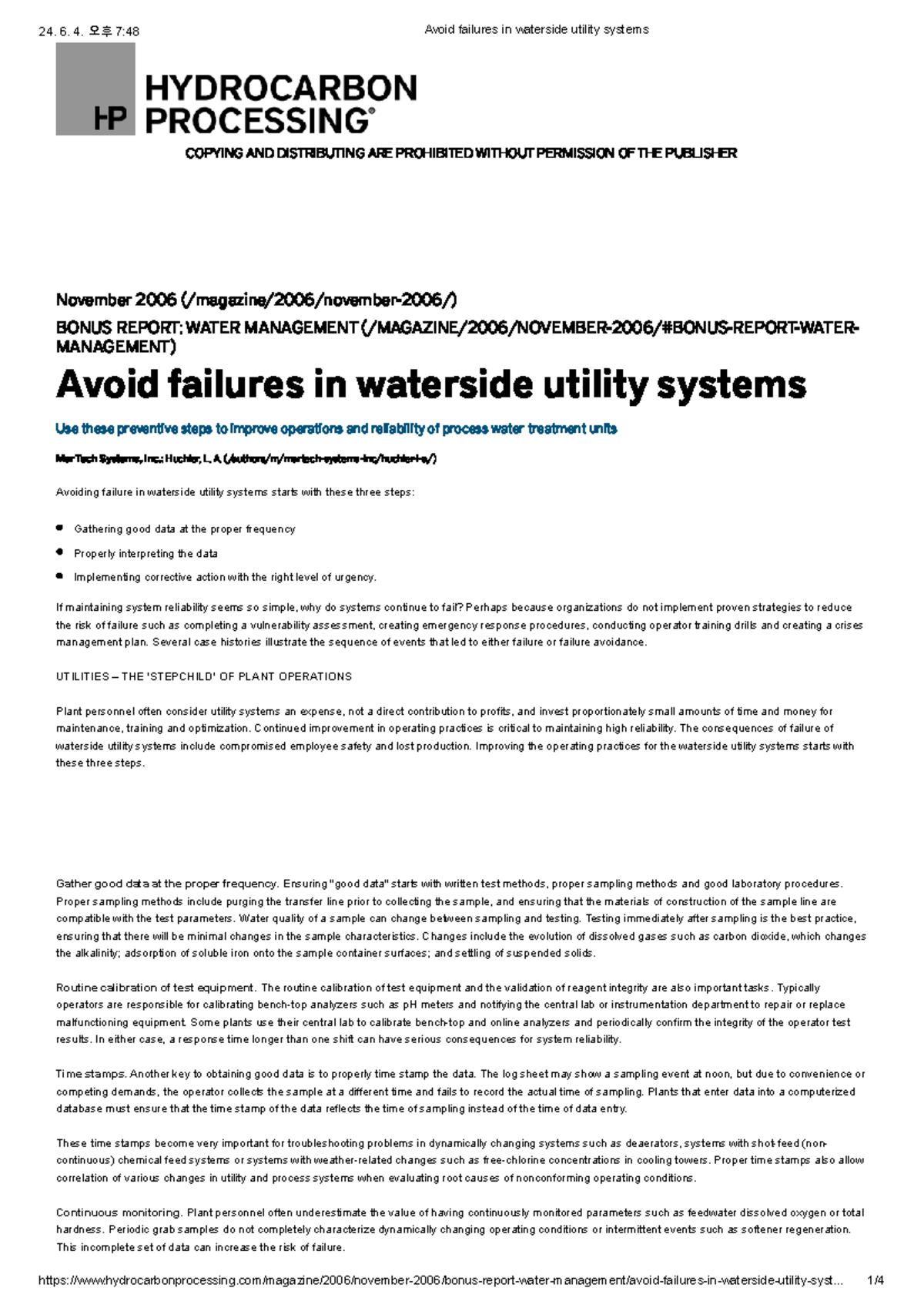 Avoid failures in waterside utility systems - November 2006 (/magazine ...