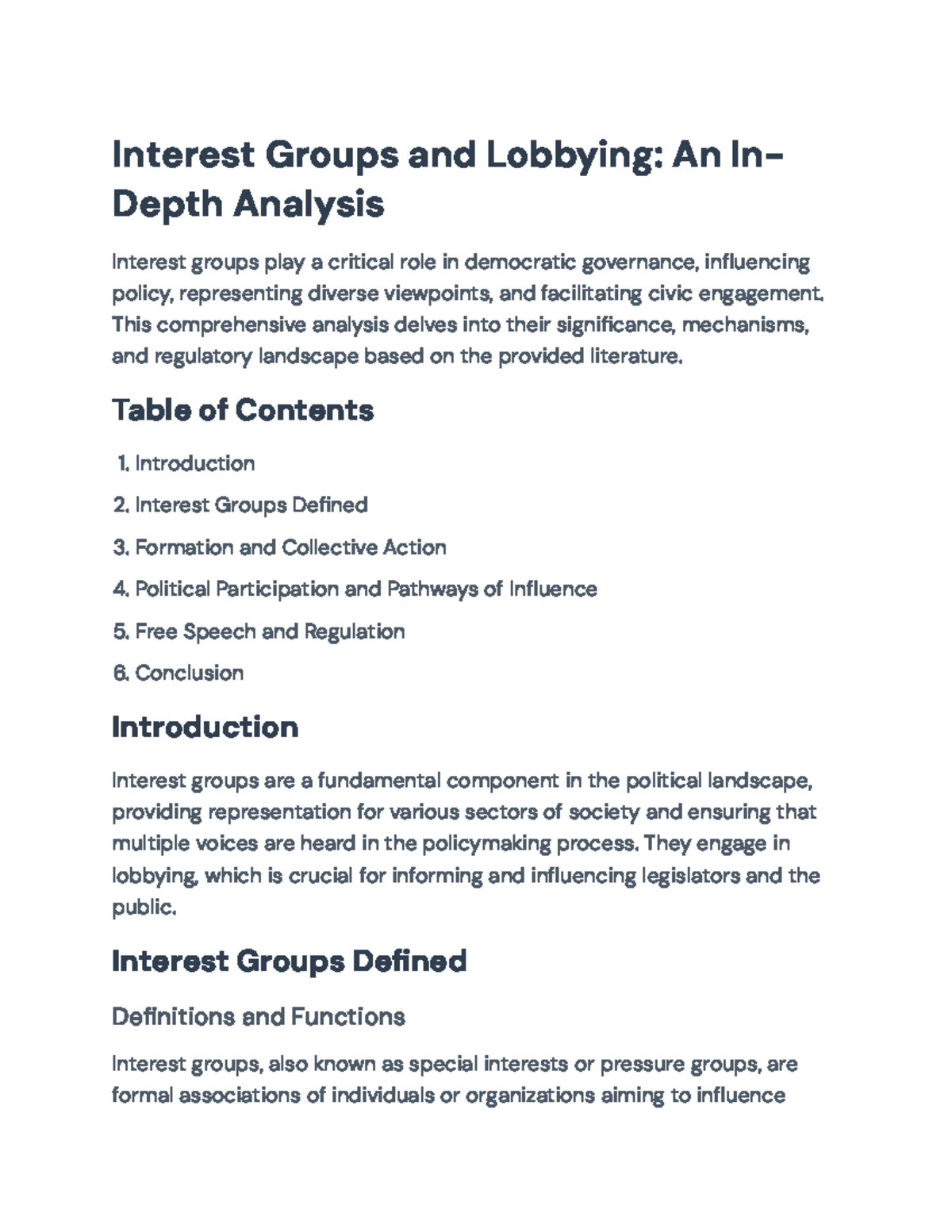 Interest Groups and Lobbying: A Comprehensive Analysis of Influence ...