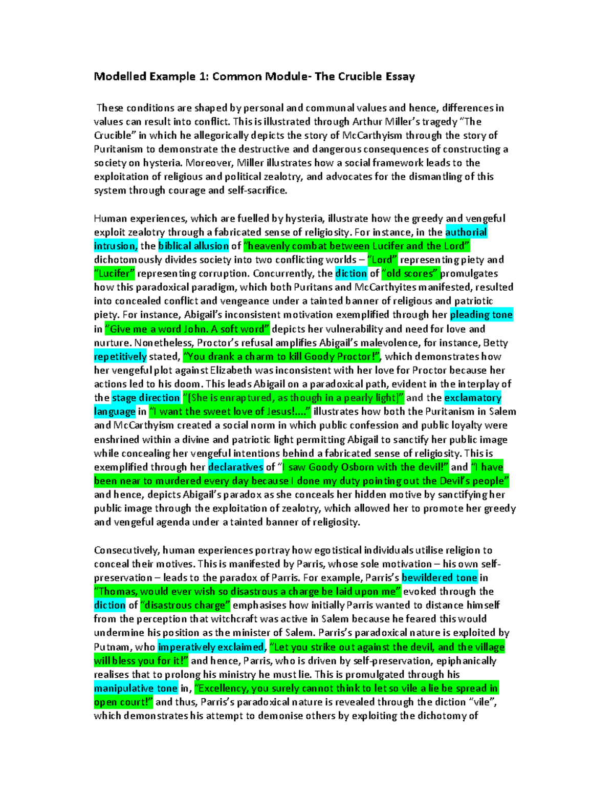 ENG 101: Final Essay on The Crucible and McCarthyism - Studocu