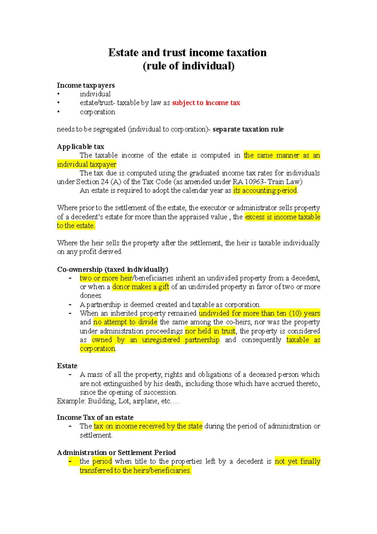 Estate and trust icnome taxation - Estate and trust income taxation ...