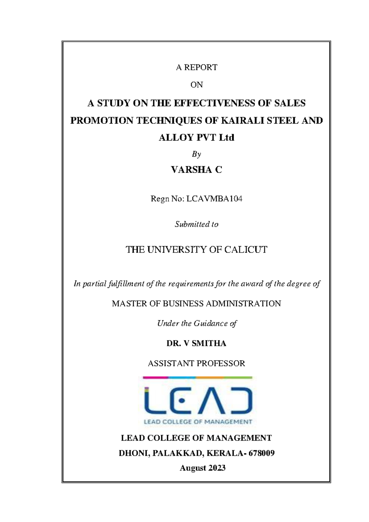 Sales Promotion Techniques Effectiveness: A Study on Kairali Steel ...
