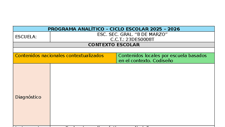 Propuesta de Programa Analítico 2025-2026 SEC 8M: Contexto y ...