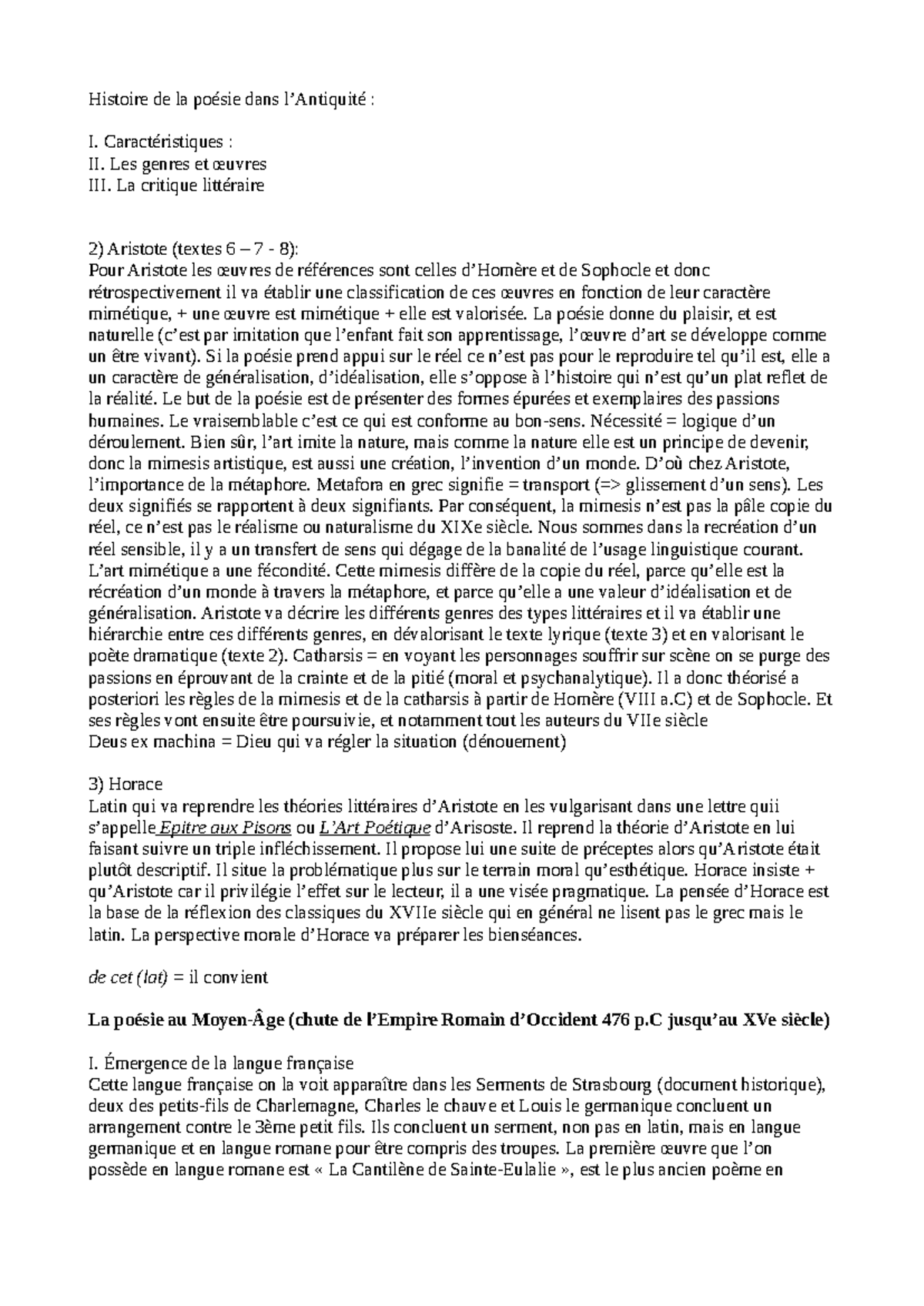 Analyse de la Poésie Antiques et Médiévales : Cours sur l'Histoire ...