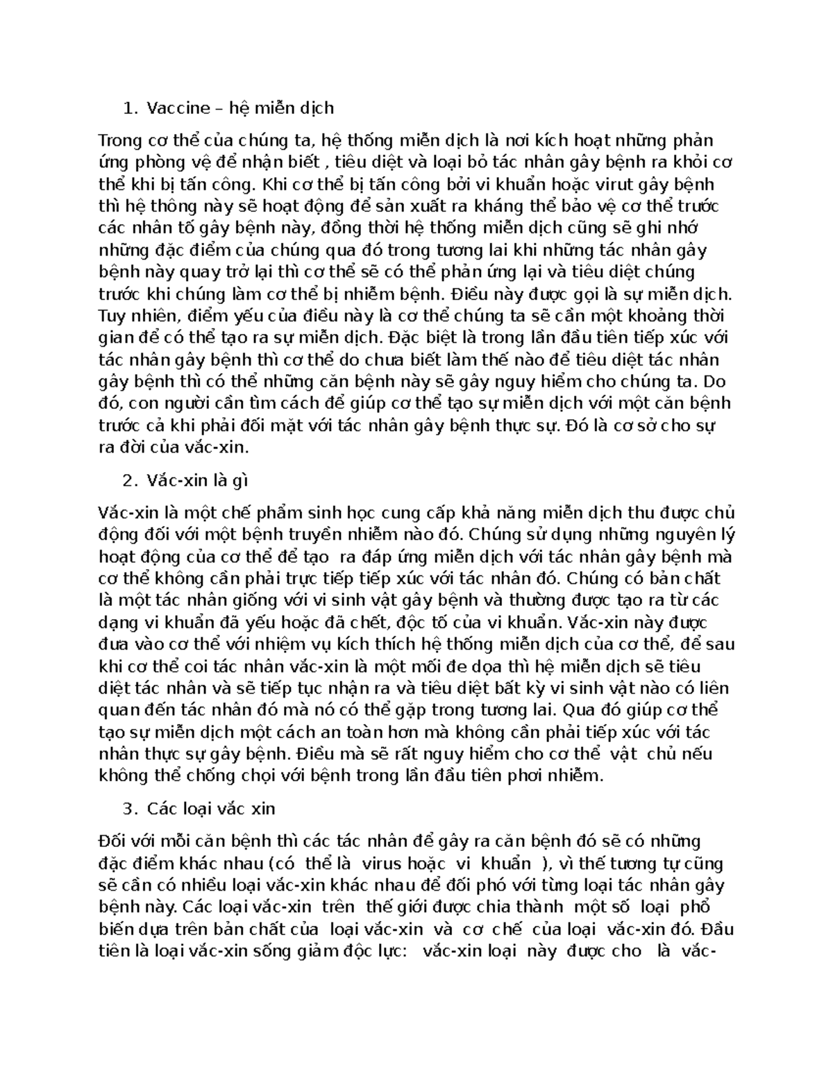 Vaccine và hệ miễn dịch: Tìm hiểu về các loại vắc xin và tác dụng - Studocu