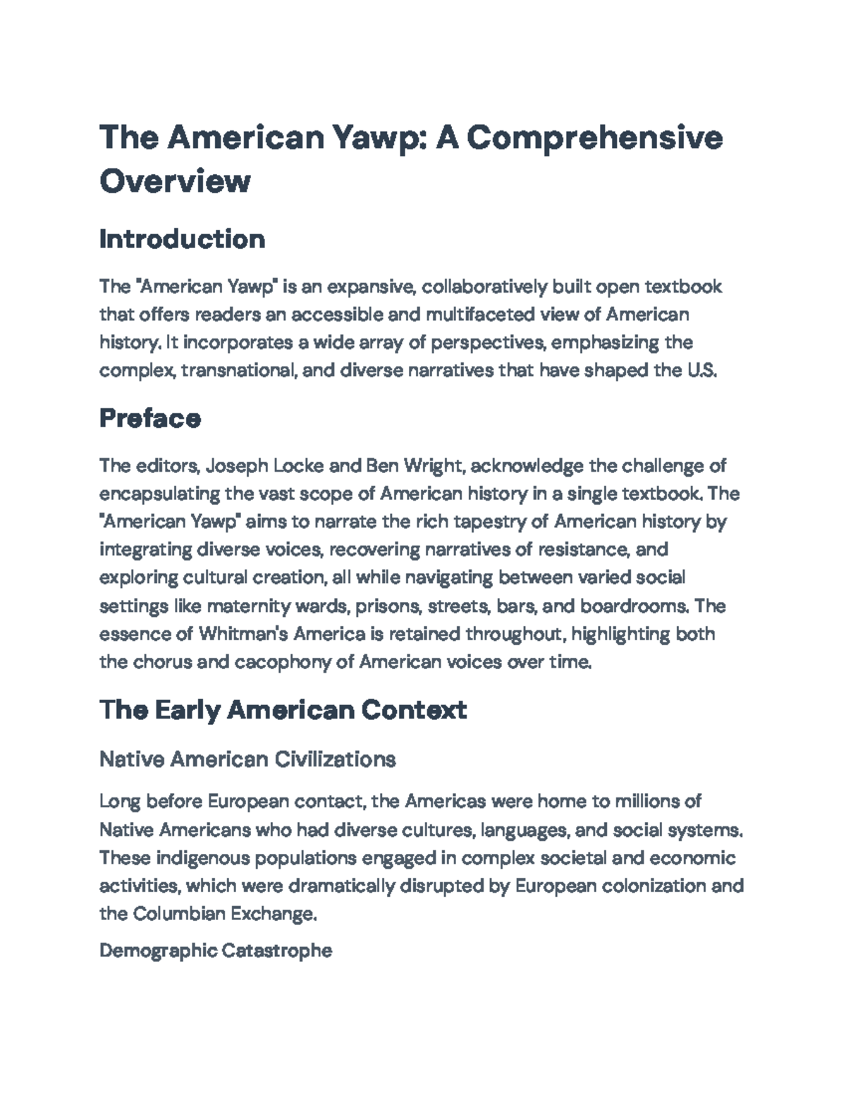 The American Yawp: Comprehensive Overview of U.S. History & Culture ...