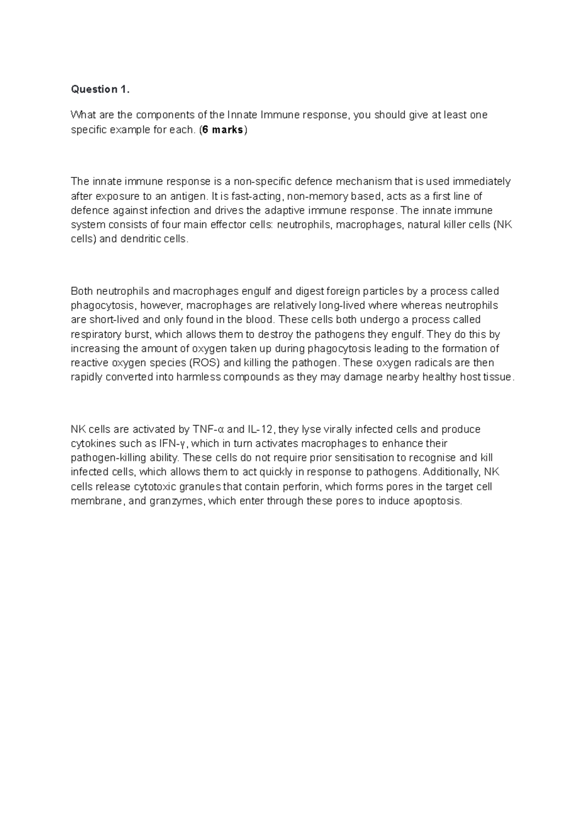 Formative Immunology Coursework - Question 1. What are the components ...