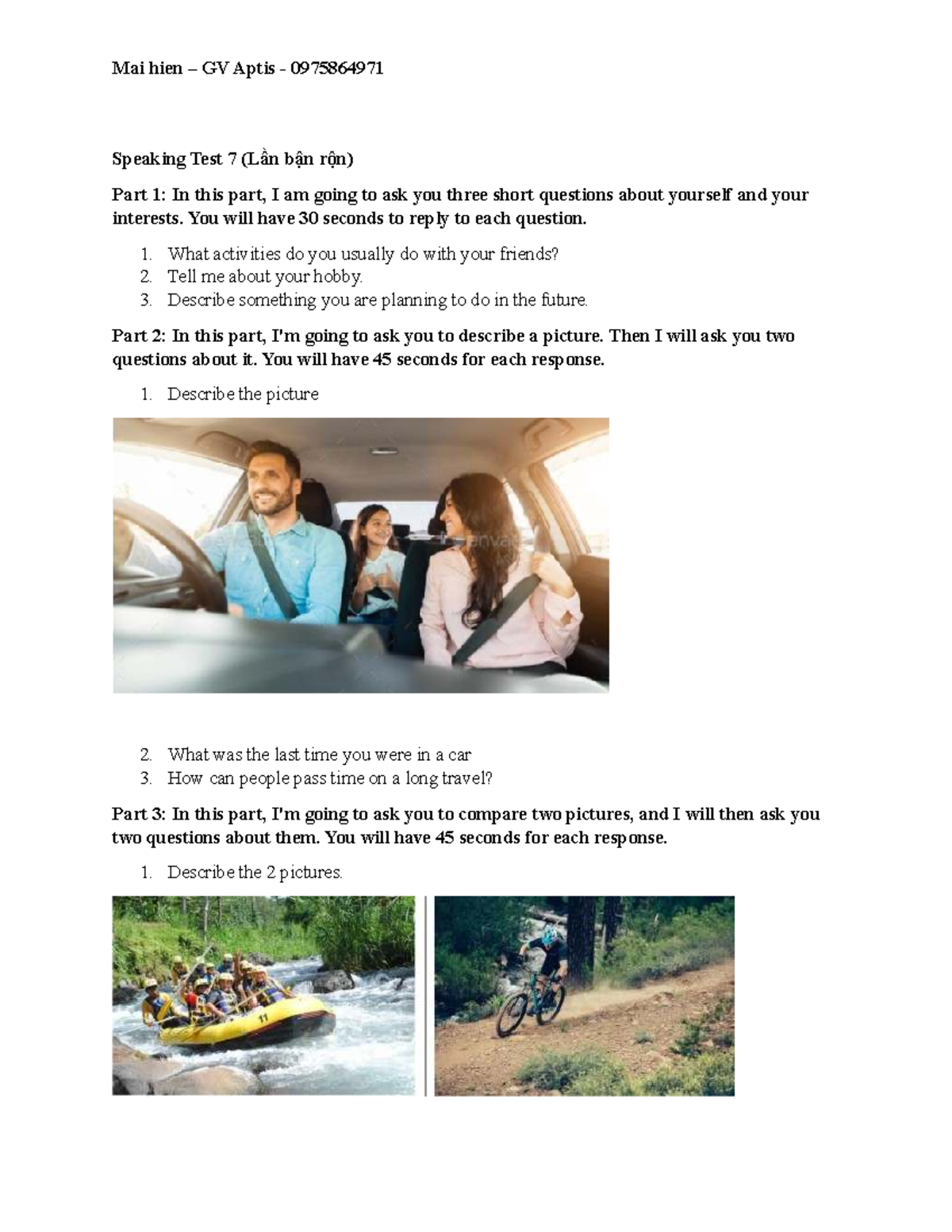 Aptis 0975864971 Speaking Test 7: Part 1 & 2 Overview - Studocu