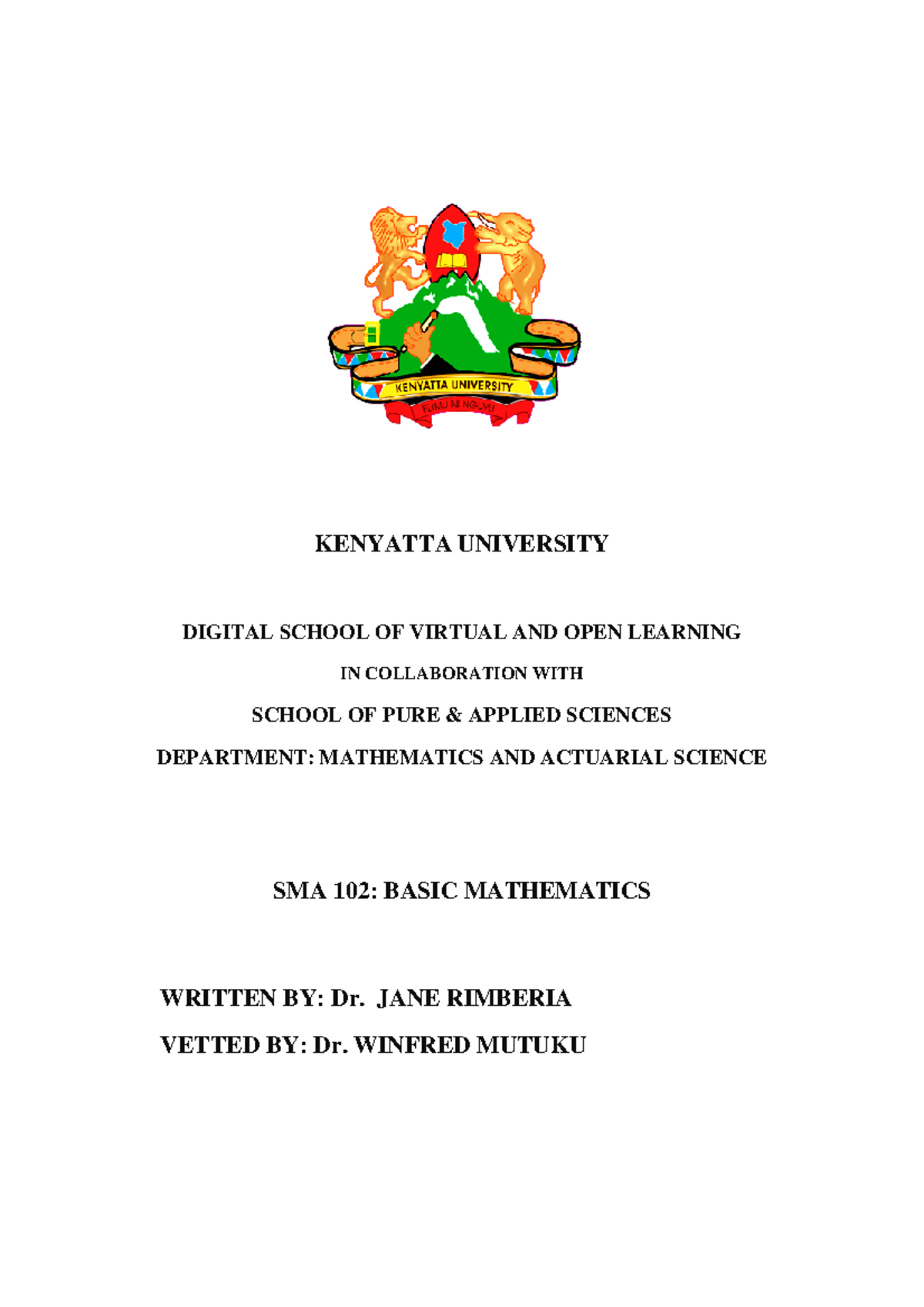 SMA 102 Basic Mathematics Module Overview and Instructions - Studocu