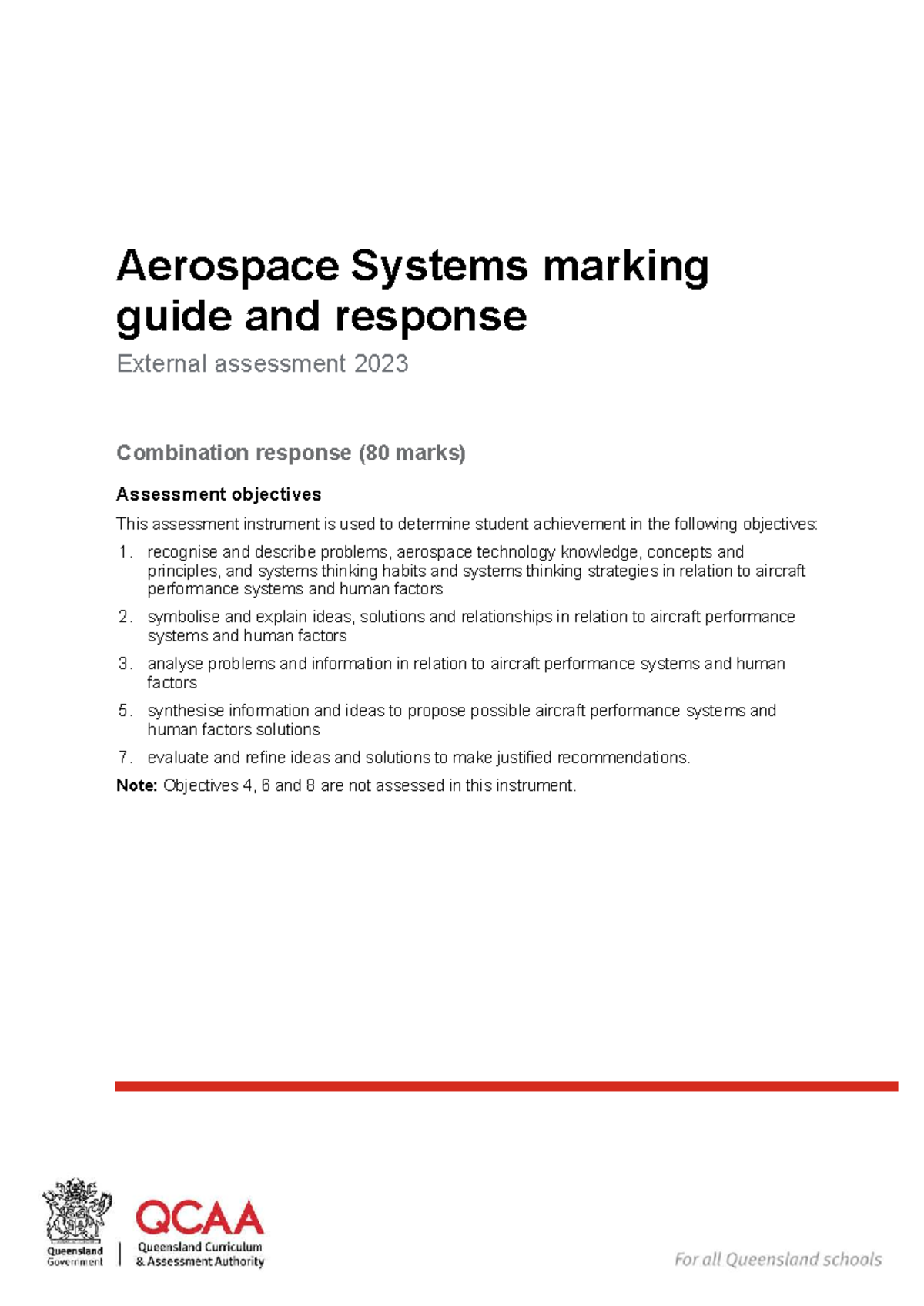 AERO 2023 - Aerospace Systems Marking Guide & Sample Response - Studocu