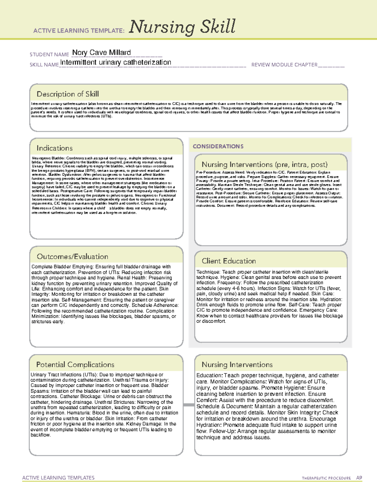 Nursing Skill: Intermittent Urinary Catheterization Active Learning ...