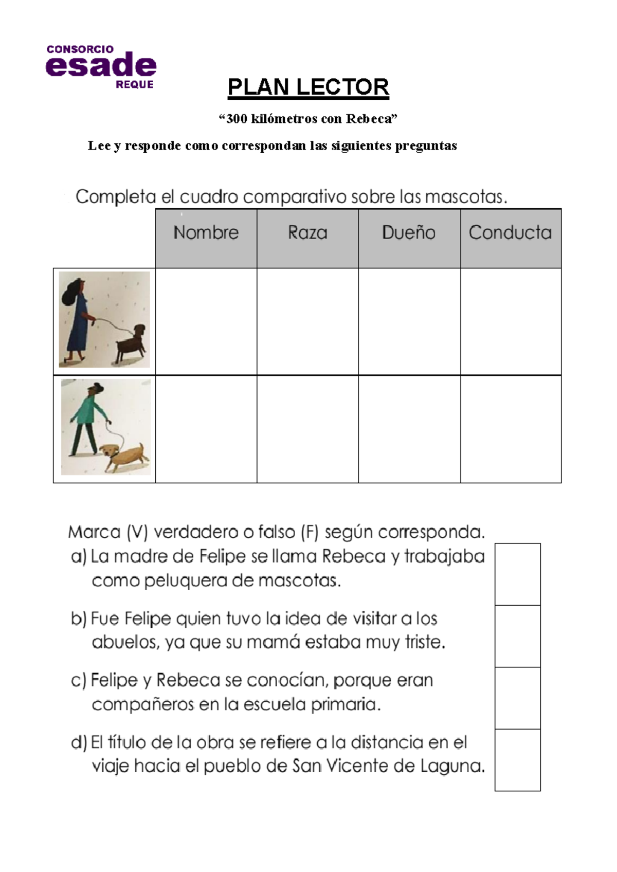 PLAN LECTOR: 300 Kilómetros con Rebeca - Análisis y Respuestas - Studocu