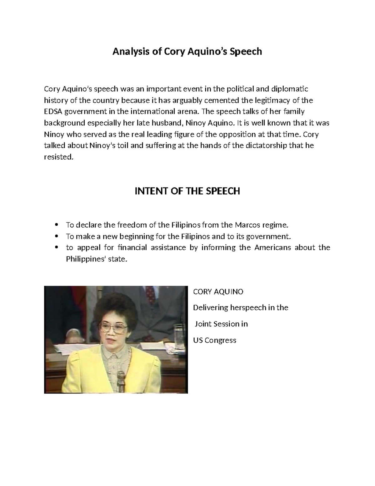 Cory Aquino's EDSA Speech Analysis: Legacy and Challenges Explained ...