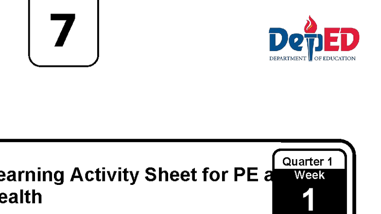 Grade 7 PE and Health Q1 Week 1 Activity Sheet - Studocu