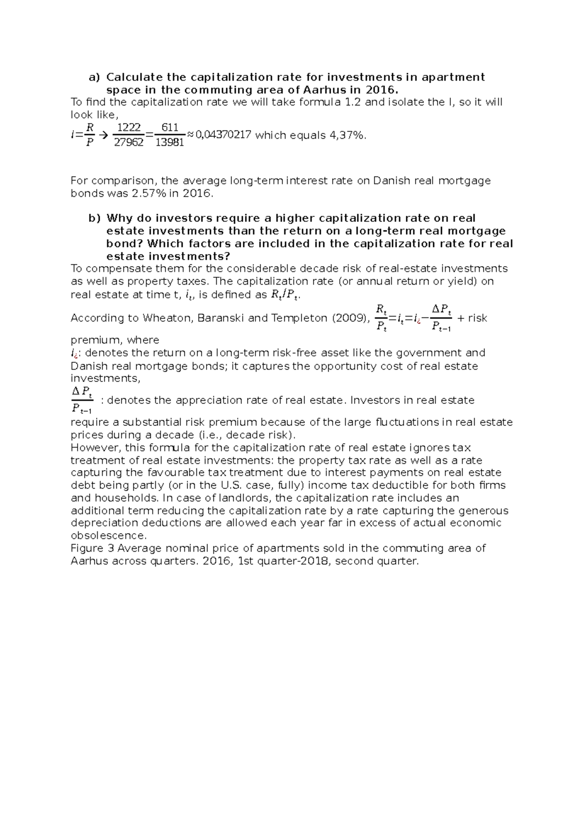 Real Estate 3 - Sample Exam Questions on Capitalization Rates - Studocu
