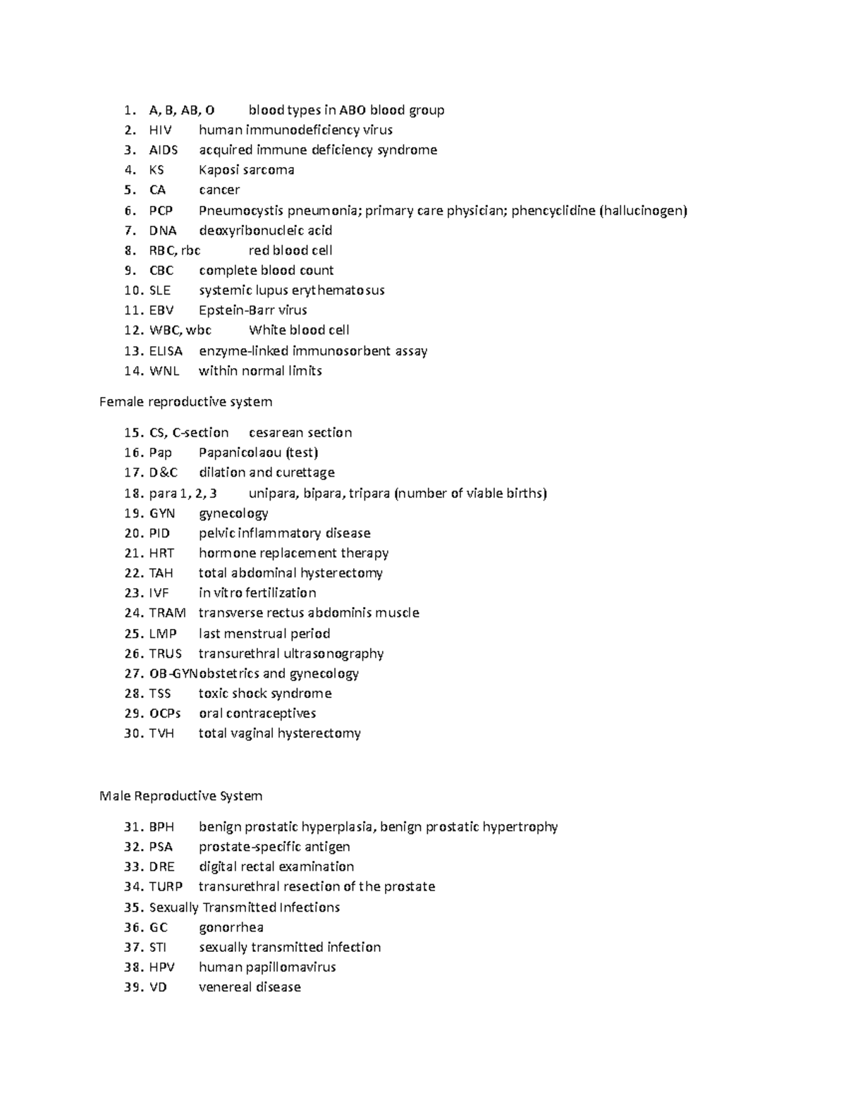 Abbreviation Quiz - Medical Terminology Test Notes - Studocu