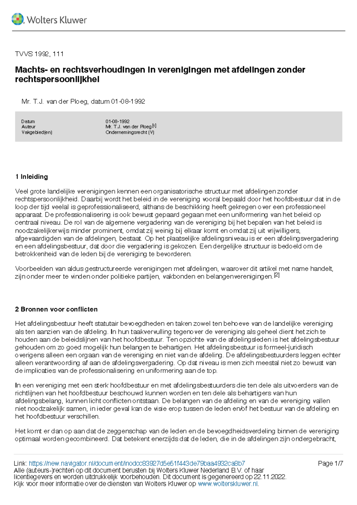 Machts- en rechtsverhoudingen in verenigingen zonder ...