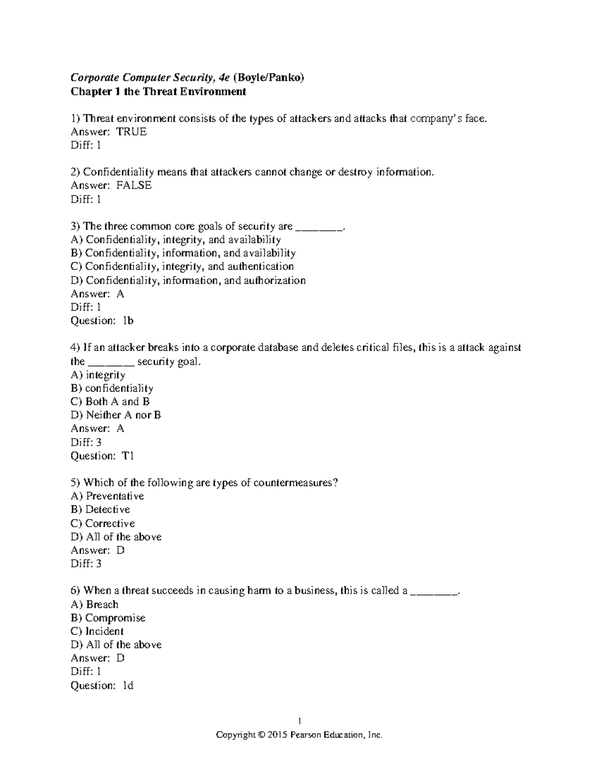 5 Chapters - Corporate Computer Security Assignment - Studocu