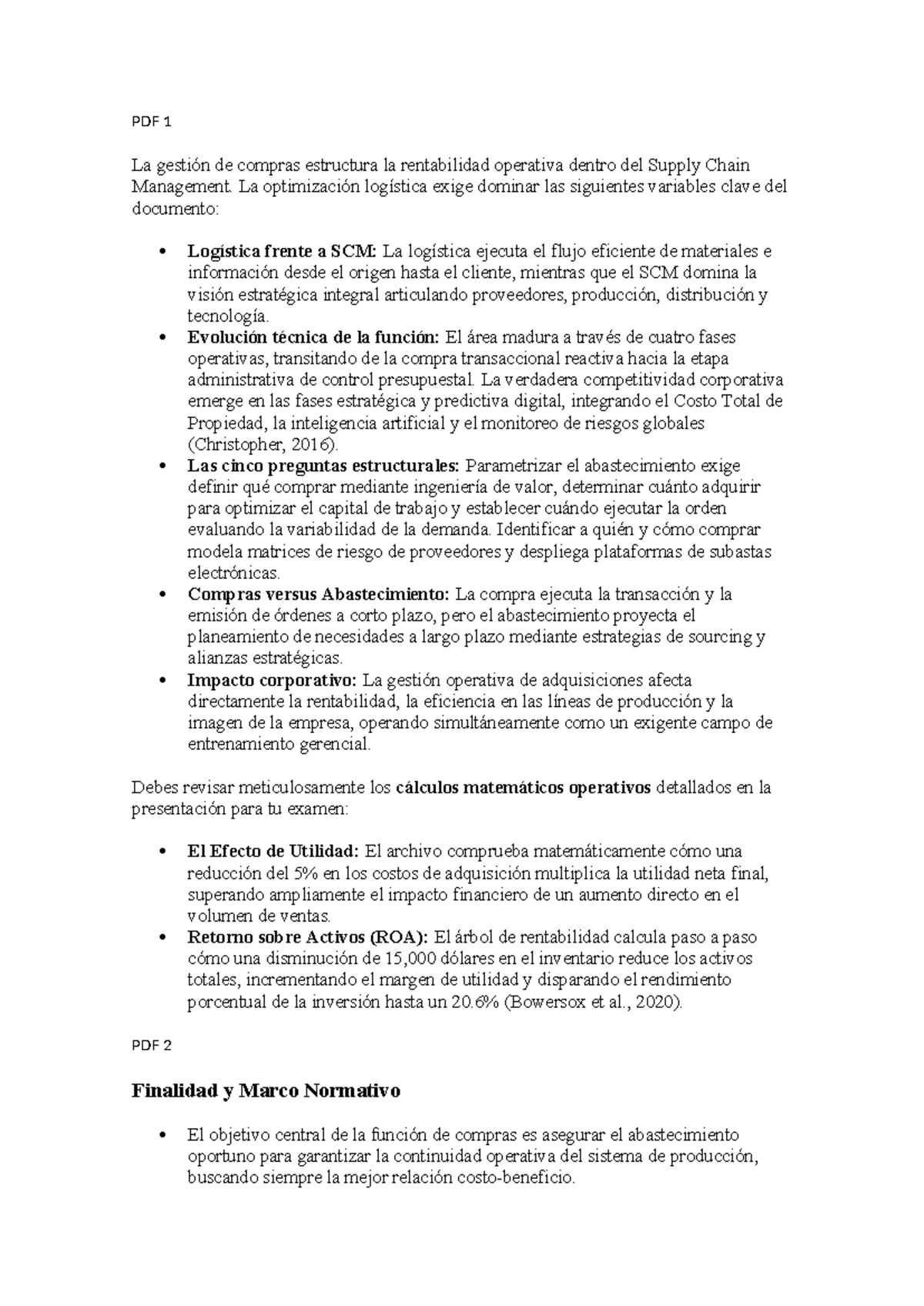 Examen de Gerencia PC1: Gestión de Compras y Rentabilidad en SCM - Studocu