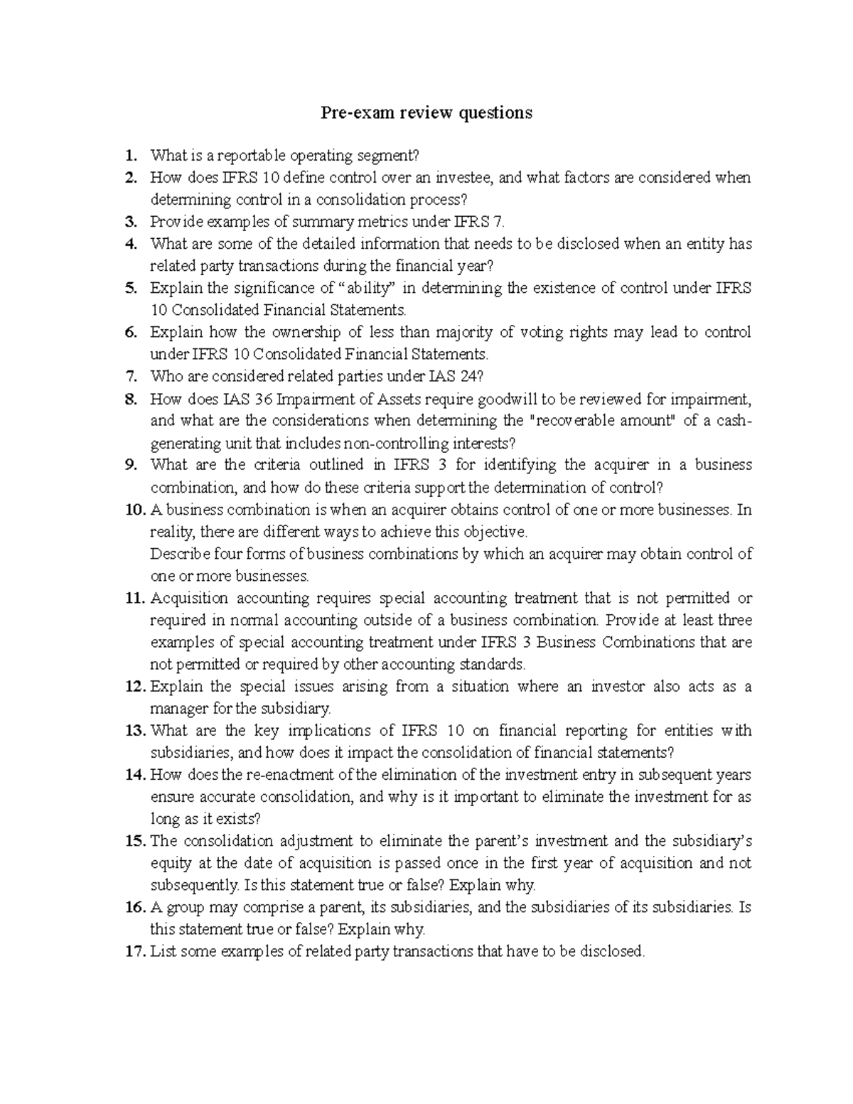 AFA Review Questions for Final Exam Preparation - Studocu