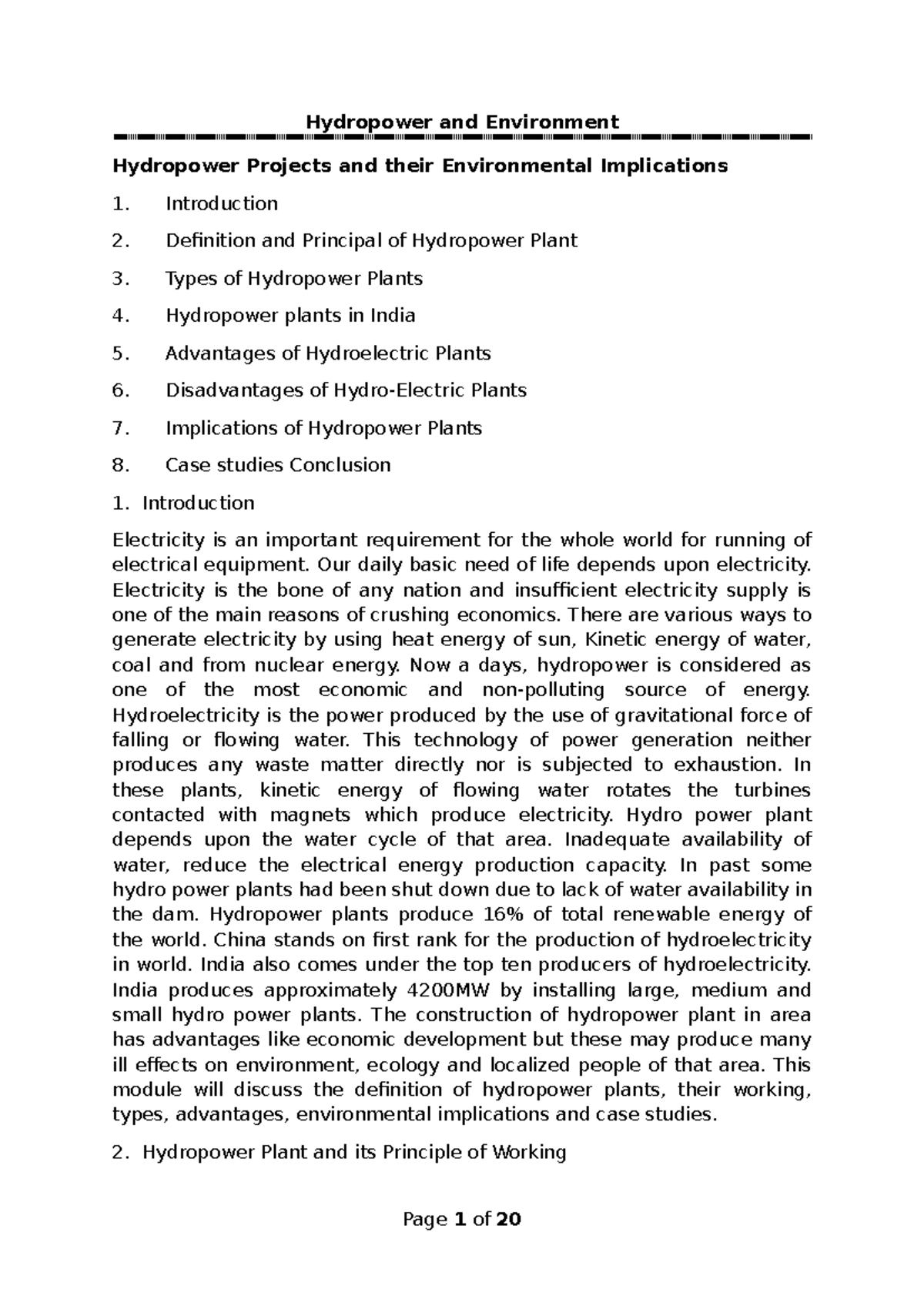Environmental Impacts of Hydropower Projects: A Comprehensive Study ...