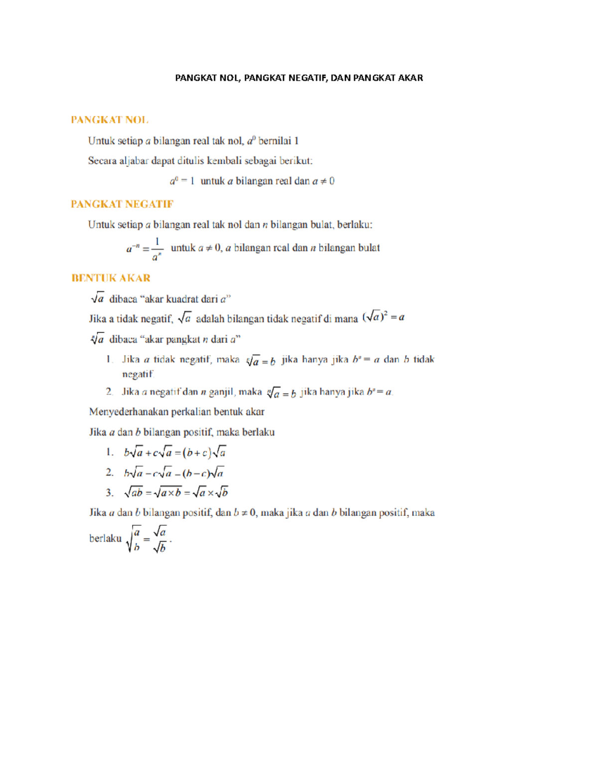 Pangkat NOL - Materi - Matematika - PANGKAT NOL, PANGKAT NEGATIF, DAN ...