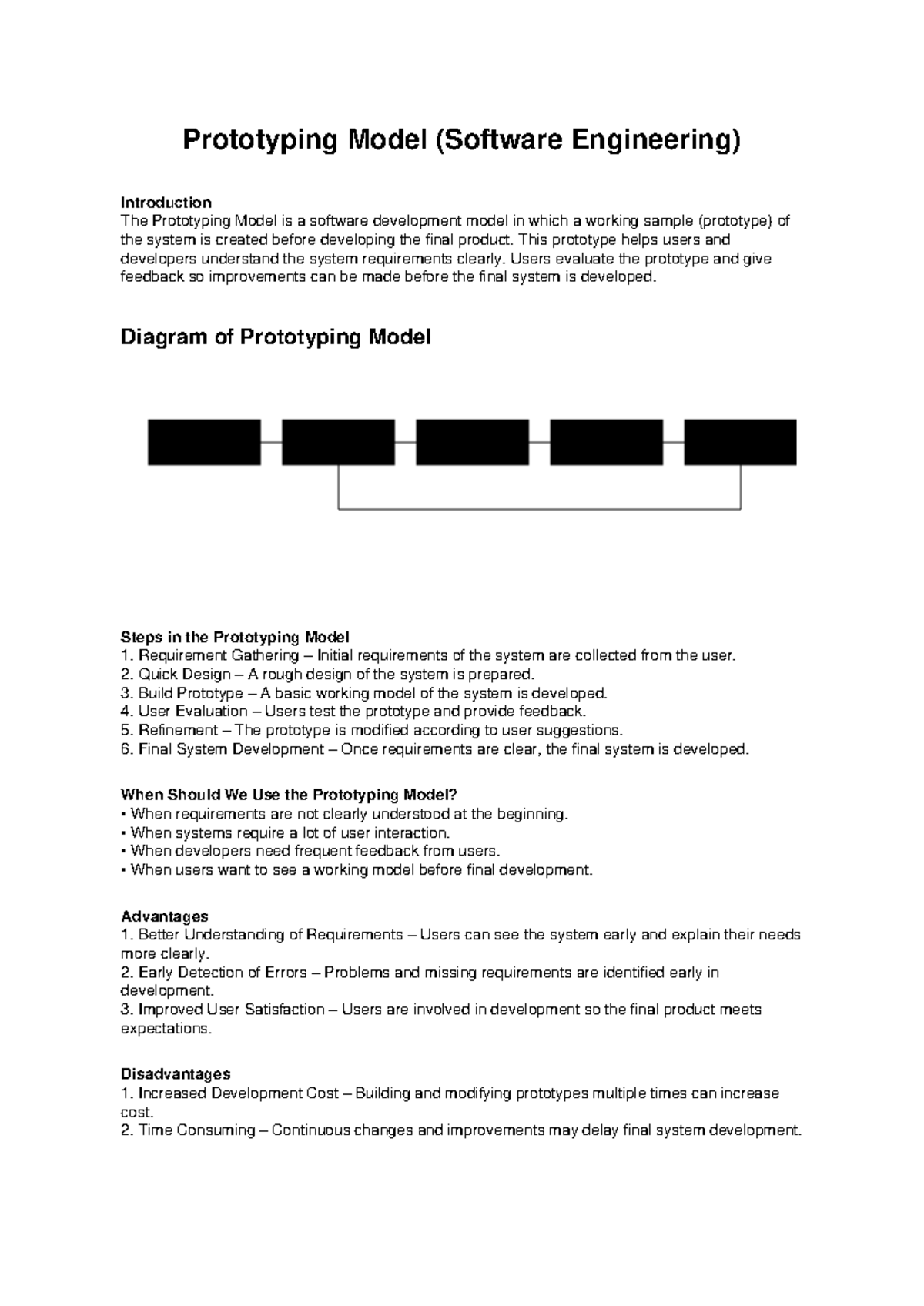 Prototyping Model Overview (Software Engineering Assignment) - Studocu