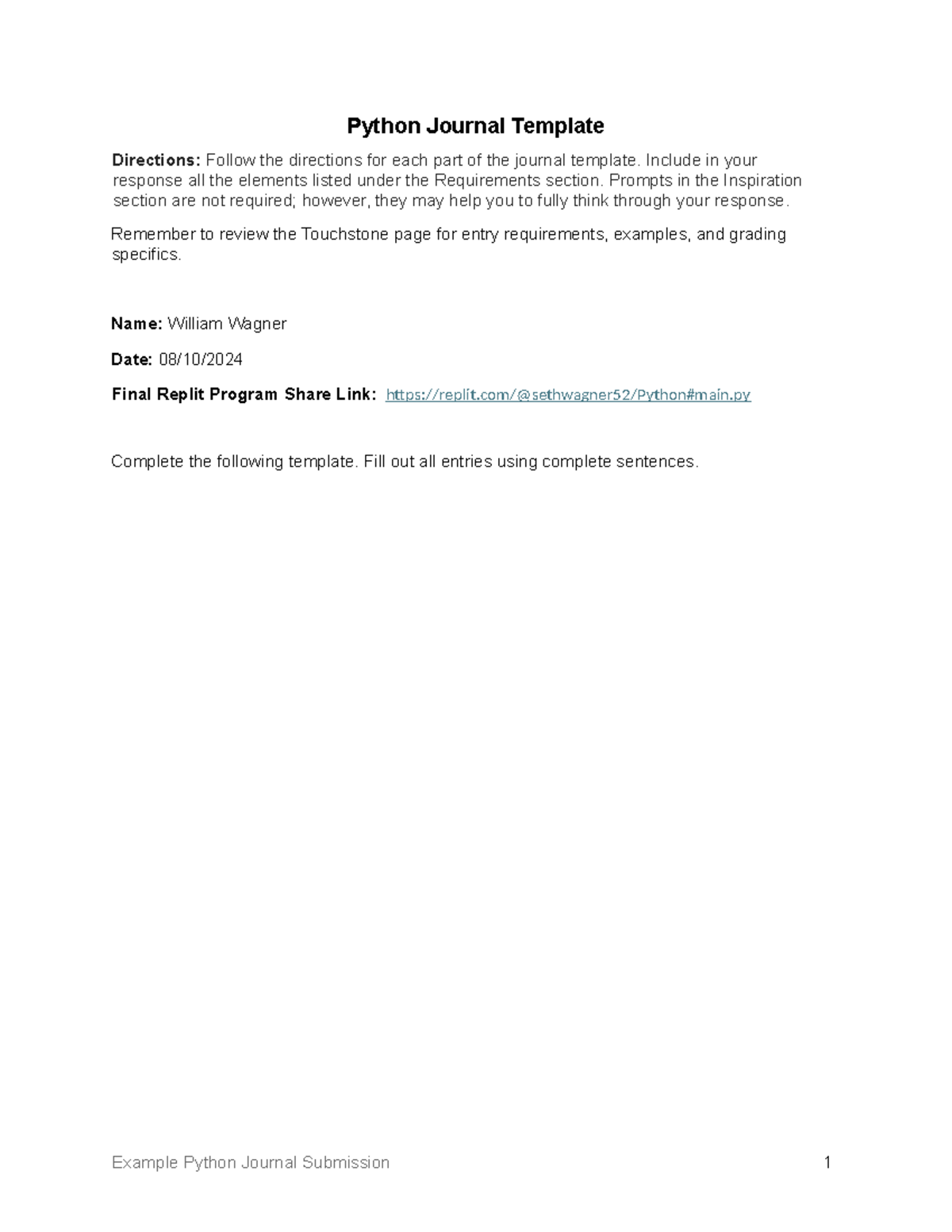 Python Journal Submission: Rock, Paper, Scissors Project Guide - Studocu